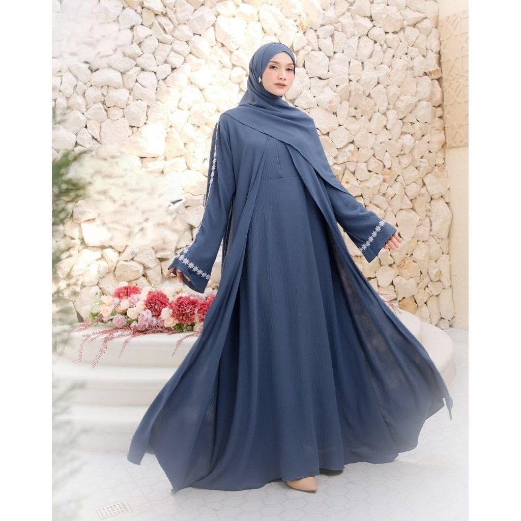 Jual Vallina Outfit - Faira Abaya Gamis Muslim Wanita Polos Basic Matt Cringkle Airflow OOTD ...