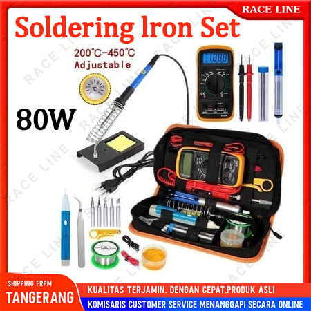 Jual 80W Set Solder Listrik Lengkap dengan Multimeter Iron Tool Kit 220V 60W/Solder Listrik ...