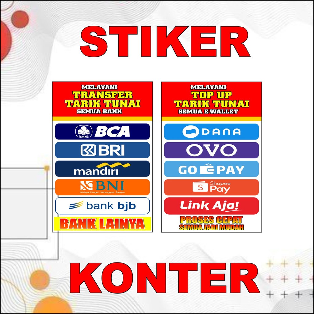 Jual CETAK STIKER POSTER KONTER EWALET & BANK (bukan top up) | Shopee ...