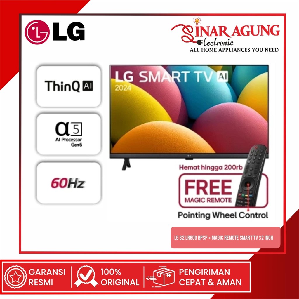Jual LG 32LR600 BPSB 32 INCH SMART TV HD THINQ AI α5 Gen6 PROSESOR ...