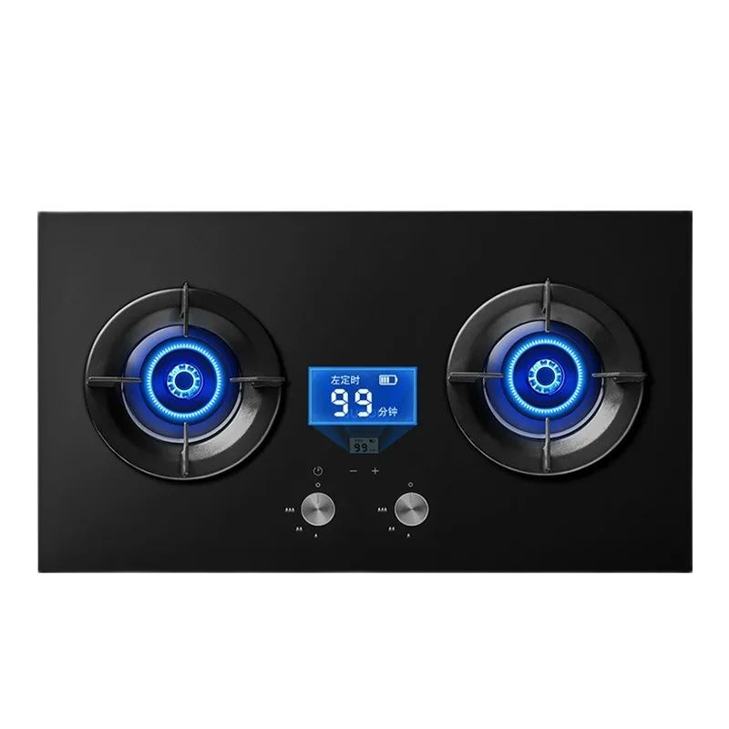 Jual gas cooking stove Double Burner Table Top Built-in Left Timer ...