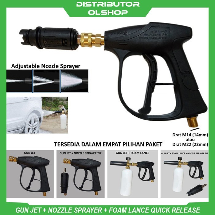 Jual Kepala Semprotan Gun Jet Cleaner Quick Release Drat M14 1/4 M22 ...