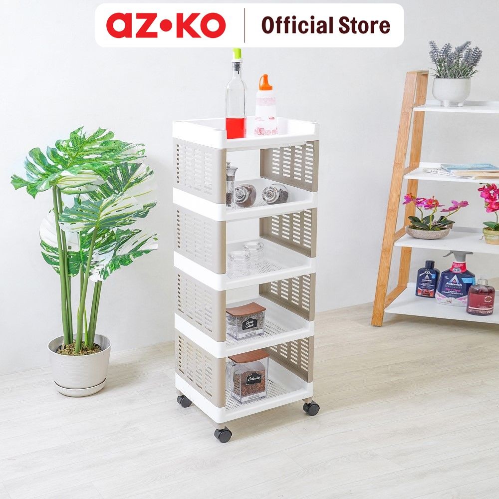 Jual AZKO Stora 36x30x101 cm Rak Troli 5 Tingkat - Krem Tempat ...
