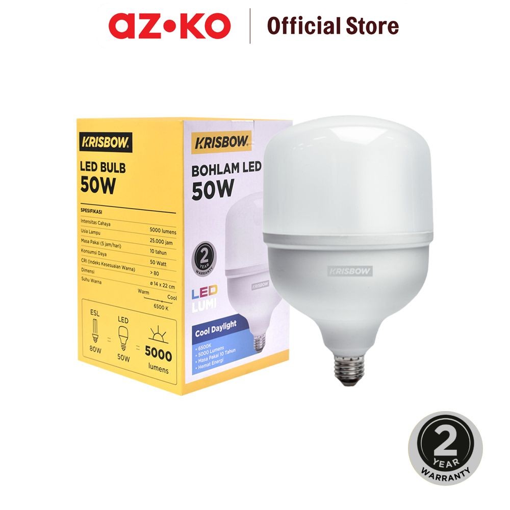 Jual AZKO Krisbow Lumi Bohlam Led High Power - Cool Daylight Bulb Lampu ...