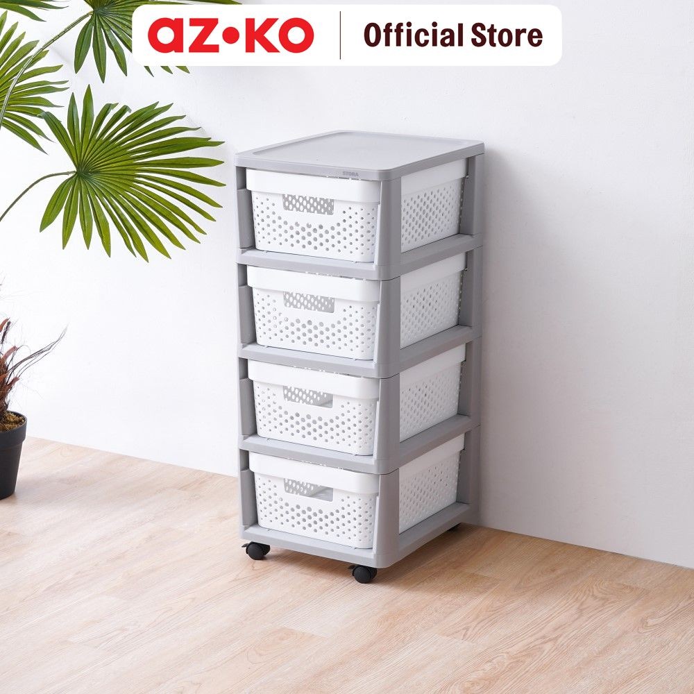 Jual AZKO Stora Rak Troli 4 Tingkat Dengan Keranjang - Putih Tempat ...