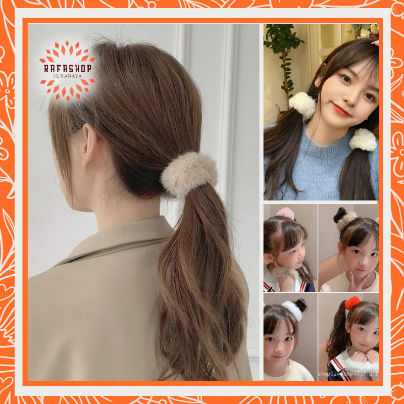 Jual ACC221 IKAT RAMBUT BULU HALUS ELASTIS WANITA ANAK KARET BERBULU ...