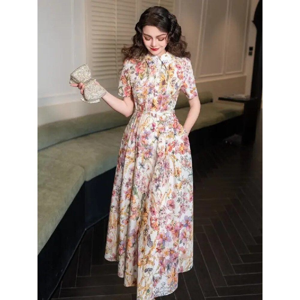 Jual 【ready stock】FADFAD Gaun Panjang Bunga Biru | Lengan Panjang ...