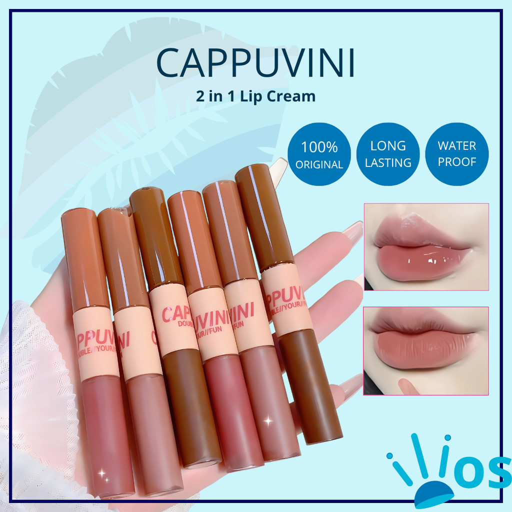 Jual Cappuvini Lip Gloss Lip Cream 2 In 1 Lipstik Watery Glossy Matte ...