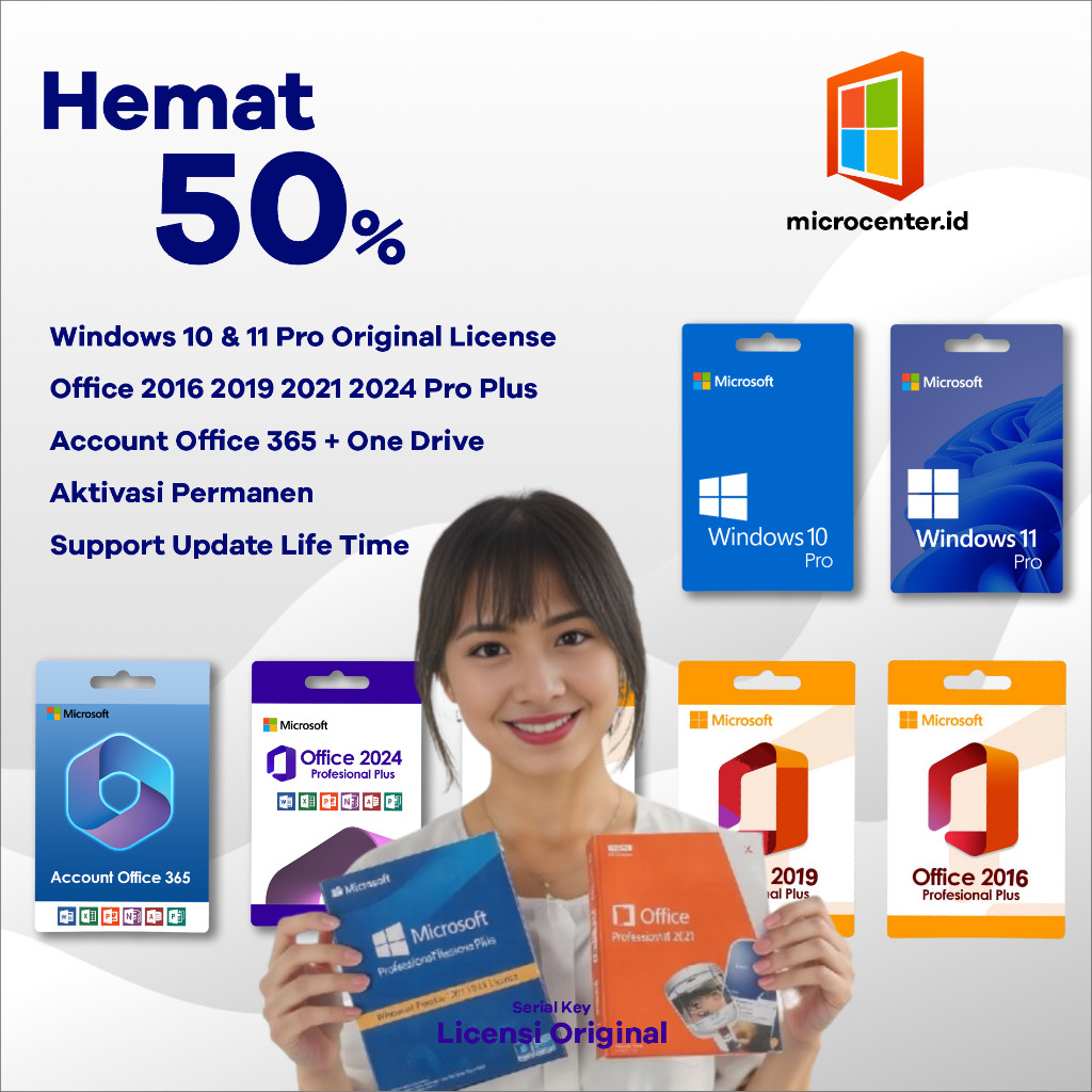 Jual Bundling Hemat Windows Pro + Office Professional Plus Original Lifetime License Retail Key ...