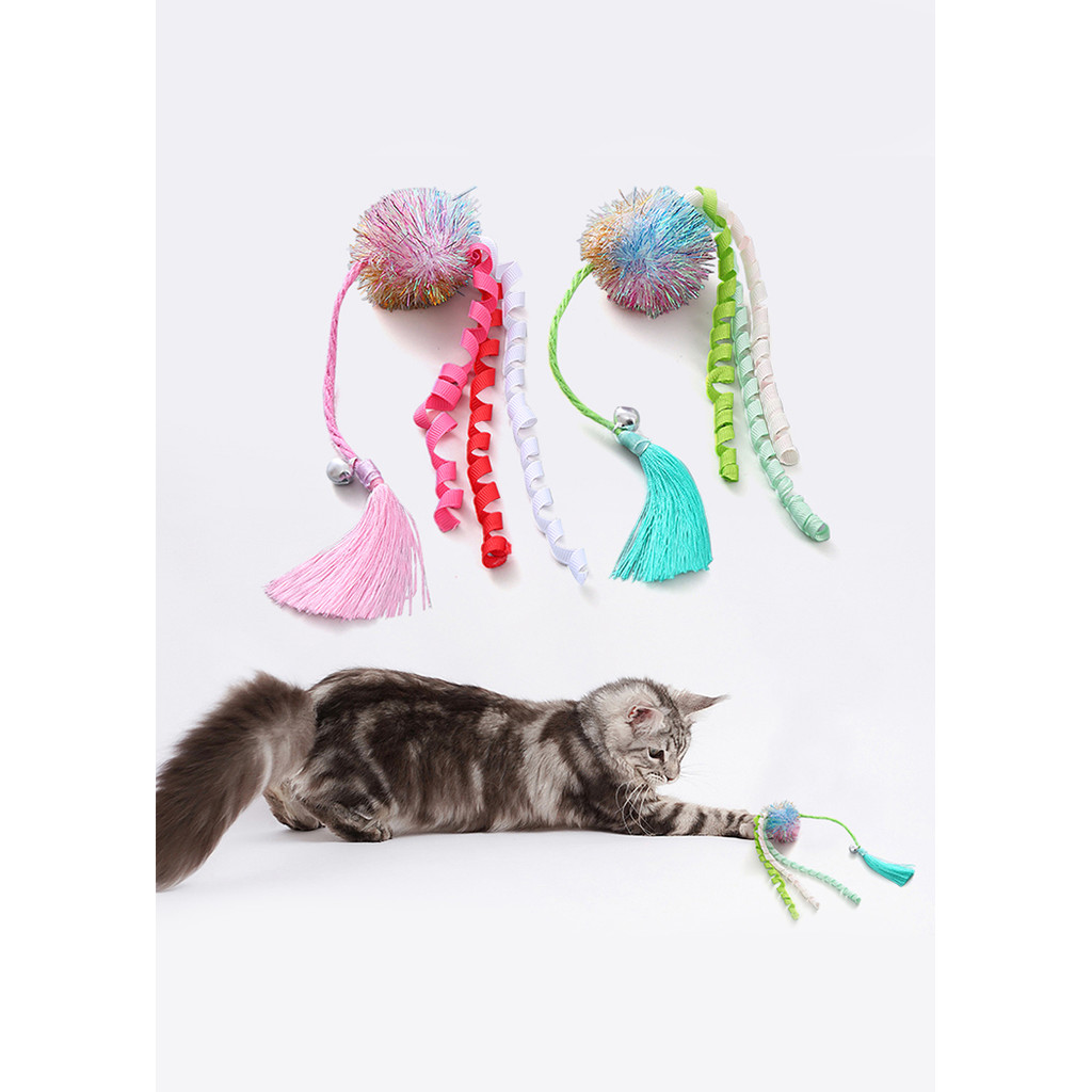 Jual Colorful golden onion throwing small ball cat toy exquisite fringe ...