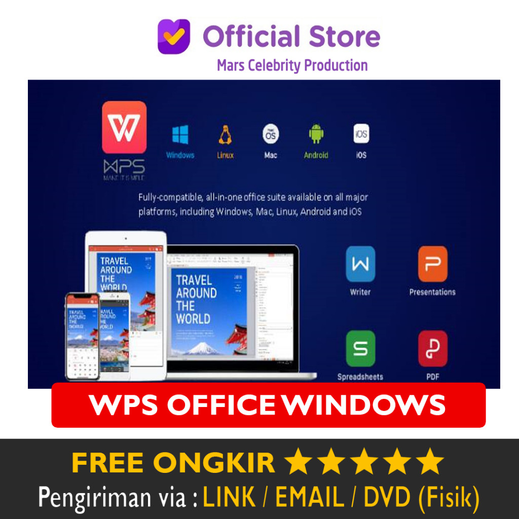 Jual Software WPS Office Word PPT Excel Power Point Full Version Lifetime Premium Plus ...