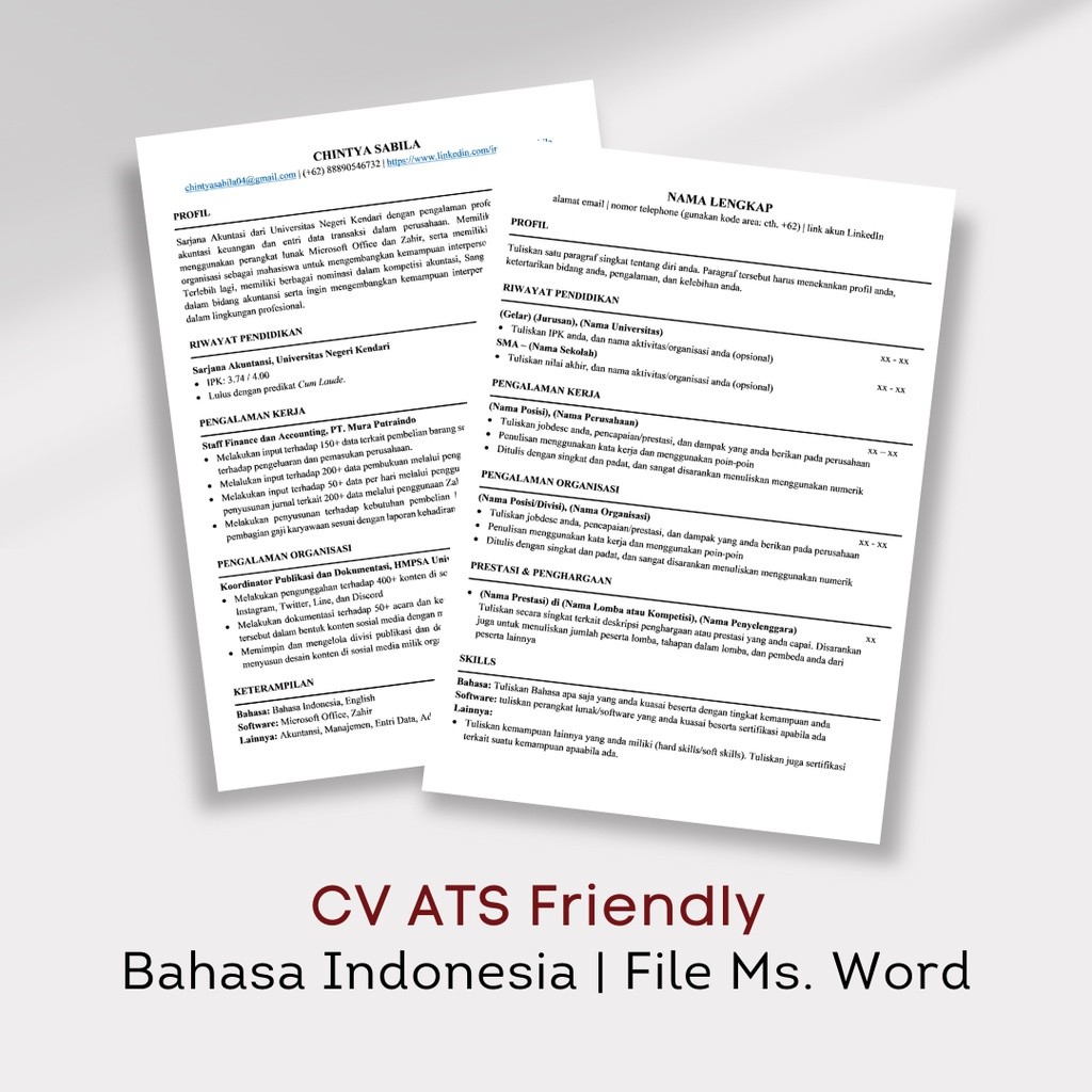 Jual CV ATS Bahasa Indonesia | Jasa Pembuatan CV ATS Friendly ...