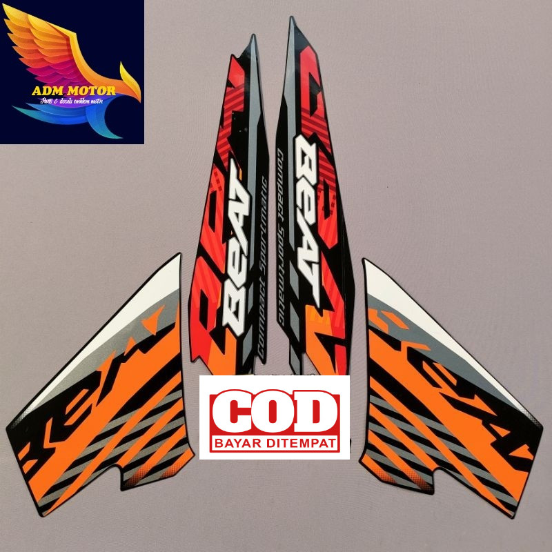 Jual striping honda beat fi 2021 sporty deluxe hitam Lis Oren standar ...
