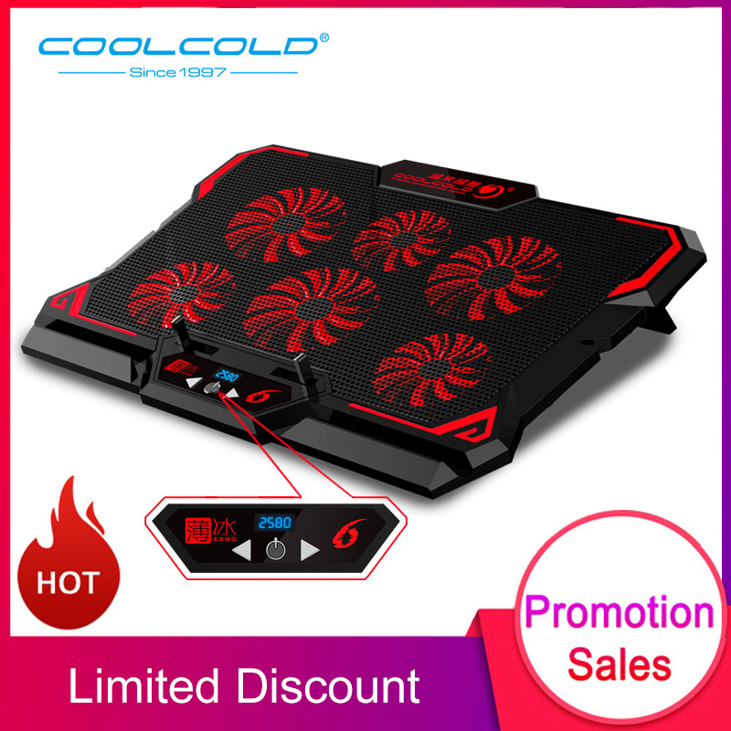 Jual COOLCOLD 17inch Gaming Laptop Cooler Six Fan Led Screen Two USB Port 2600RPM Laptop Cooling ...