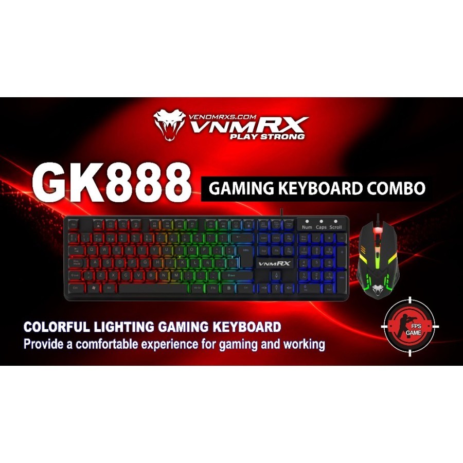 Jual VENOMRX KEYBOARD + MOUSE GAMING COMBO GK888 VENOM RX GK888 ...