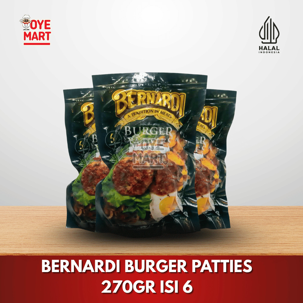 Jual BERNARDI BURGER PATTIES 270GR ISI 6/BURGER DAGING SAPI | Shopee ...