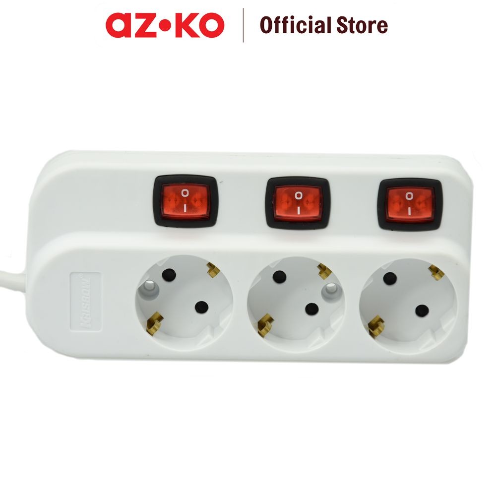 Jual AZKO Krisbow Stop Kontak 3 Socket Kr-4338 - Putih Electric Socket ...