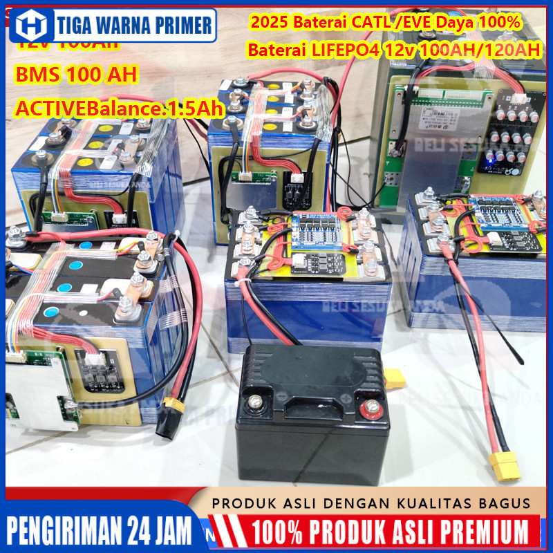 Jual EVE 2025 Baterai Lifepo4 12v 100Ah + BMS 120A BMS CATL/BYD Battery Lifepo4 3.2V BMS UPS 100 ...