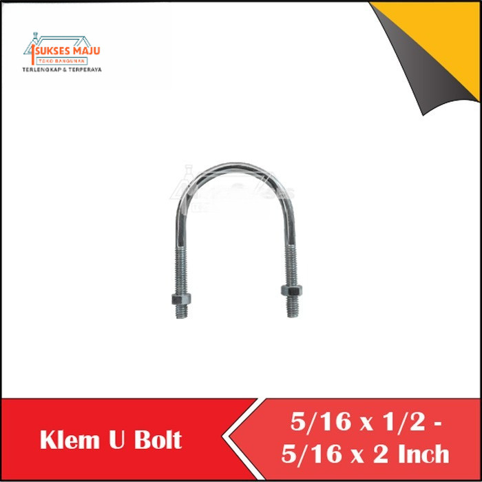 Jual baut U BOLT 5/16 lebar 1/2" - 3/4" - 1" - 1 1/4" - 1 1/2"- 2 inch ...