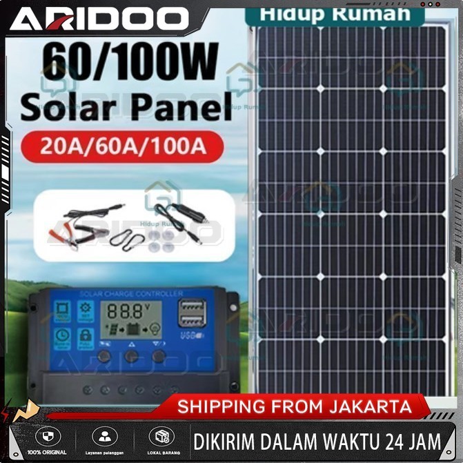 Jual 60w/100w Solar Panel Panel Surya Pembangkit Listrik Tenaga Surya ...