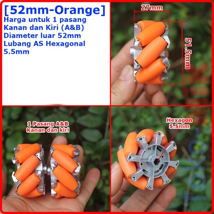 Jual Roda Ban Omnidirectional Robot Mecanum Wheel Smart Car 1 Pasang ...