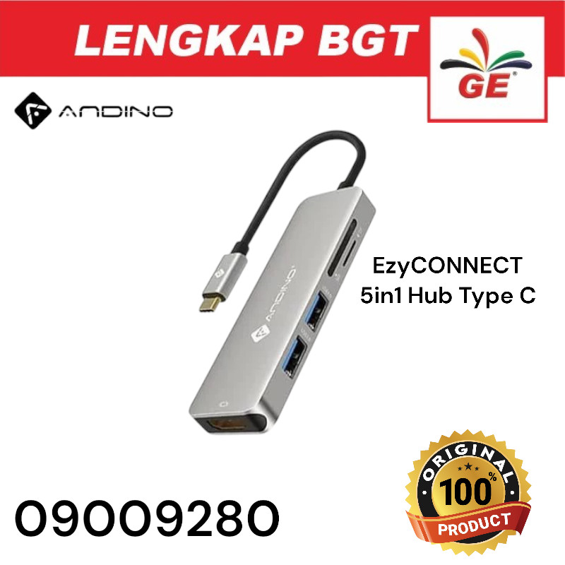 Jual Kabel Usb Hub Andino Ezyconnect 5In1 Type-C Hub - 09009280 ...