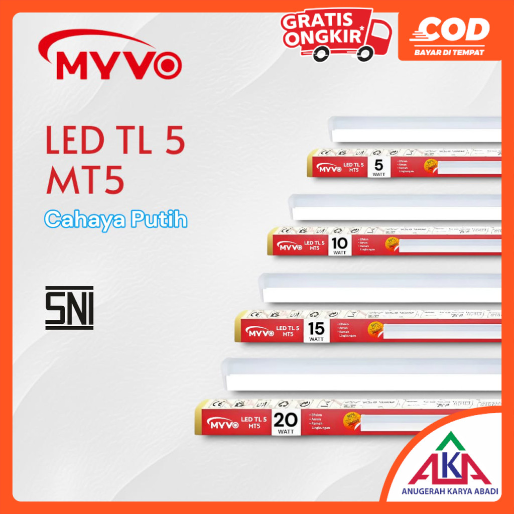 Jual MYVO Lampu Neon TL 5 MT5 LED Single Ended 5W 10W 15W 20W Putih ...