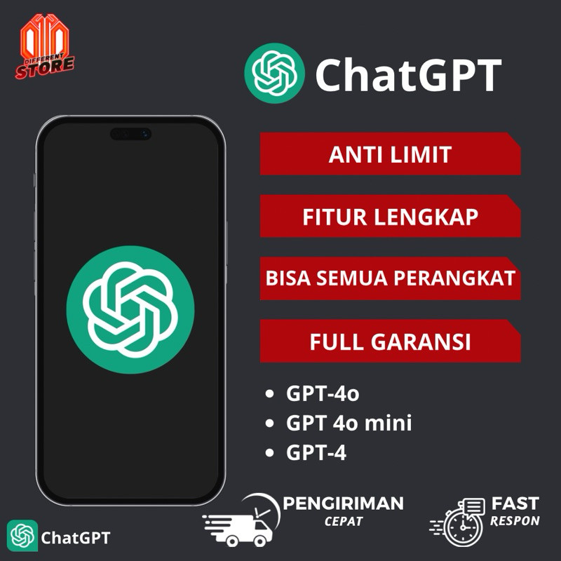 Jual ChatGPT-4 | Akun Chat GPT 4o plus privat 1 tahun | Shopee Indonesia