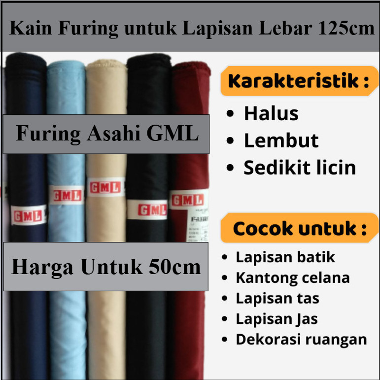 Jual 50cm Kain Furing Asahi Lebar 125cm Bahan Puring Pelapis Baju Tas ...