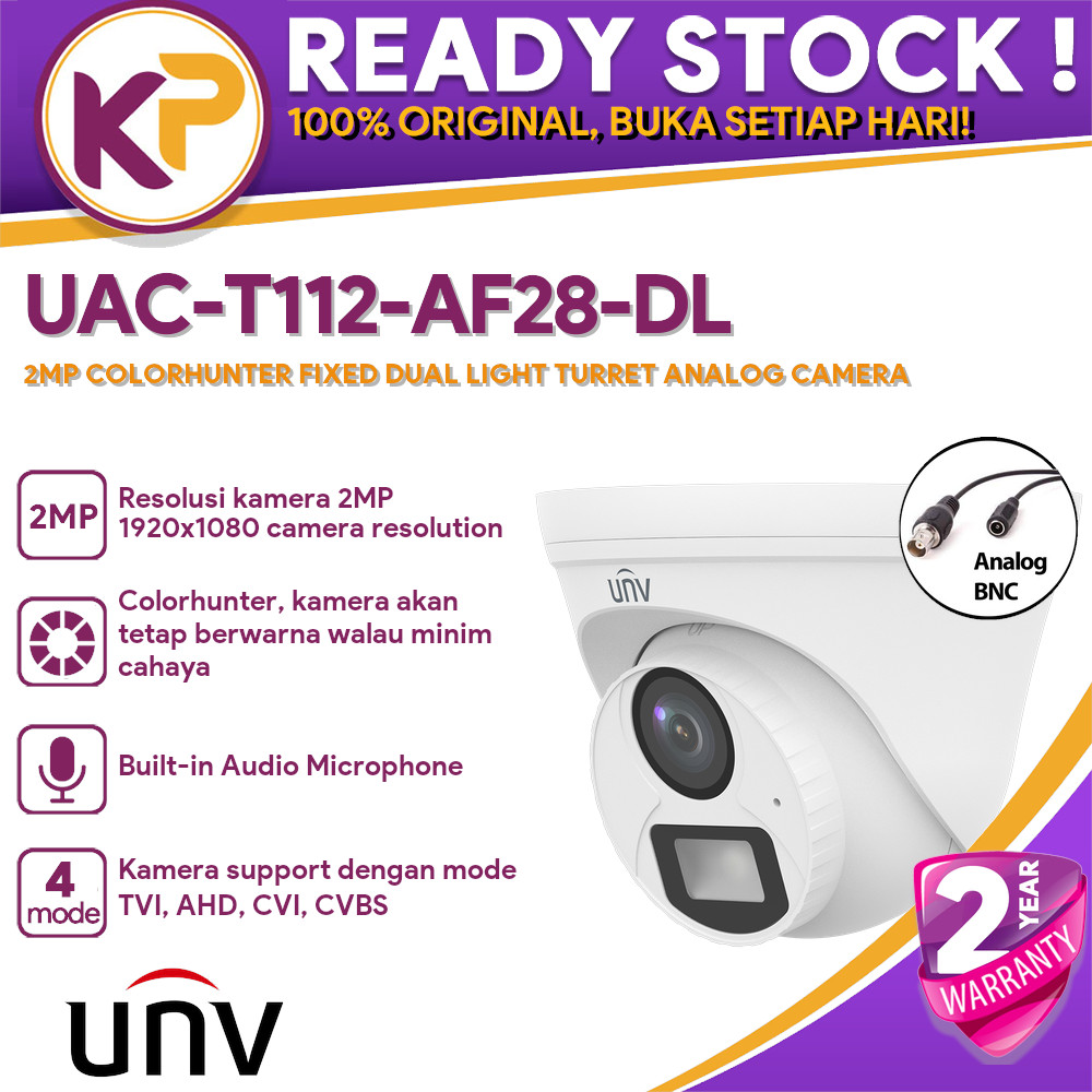 Jual UNV UAC-T112-AF28-DL 2MP COLORHUNTER FIXED DUAL LIGHT TURRET ANALOG CAMERA | Shopee Indonesia