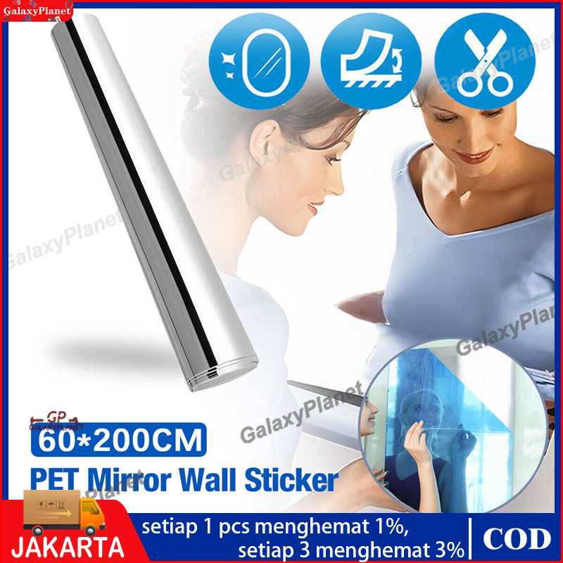 Jual (COD) 60*100CM 50X200CM Mirror Stiker Dinding /Sticker Tempel ...