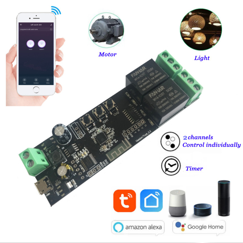 Jual 2CH Tuya Wifi Smart Control Board For AC DC Motor Linear Actuator ...