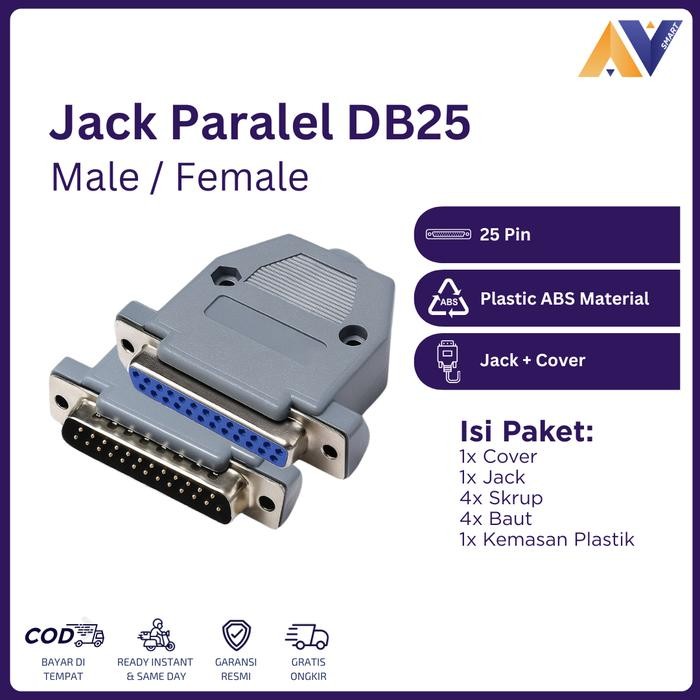 Jual Jack Cable Solder Paralel DB25 Male / Female + Cover Case ...