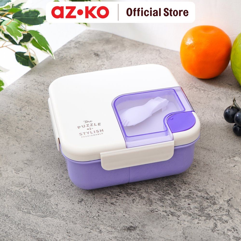 Jual AZKO Ataru 1.1 ltr Wadah Makanan Square - Ungu Lunch Box Food ...