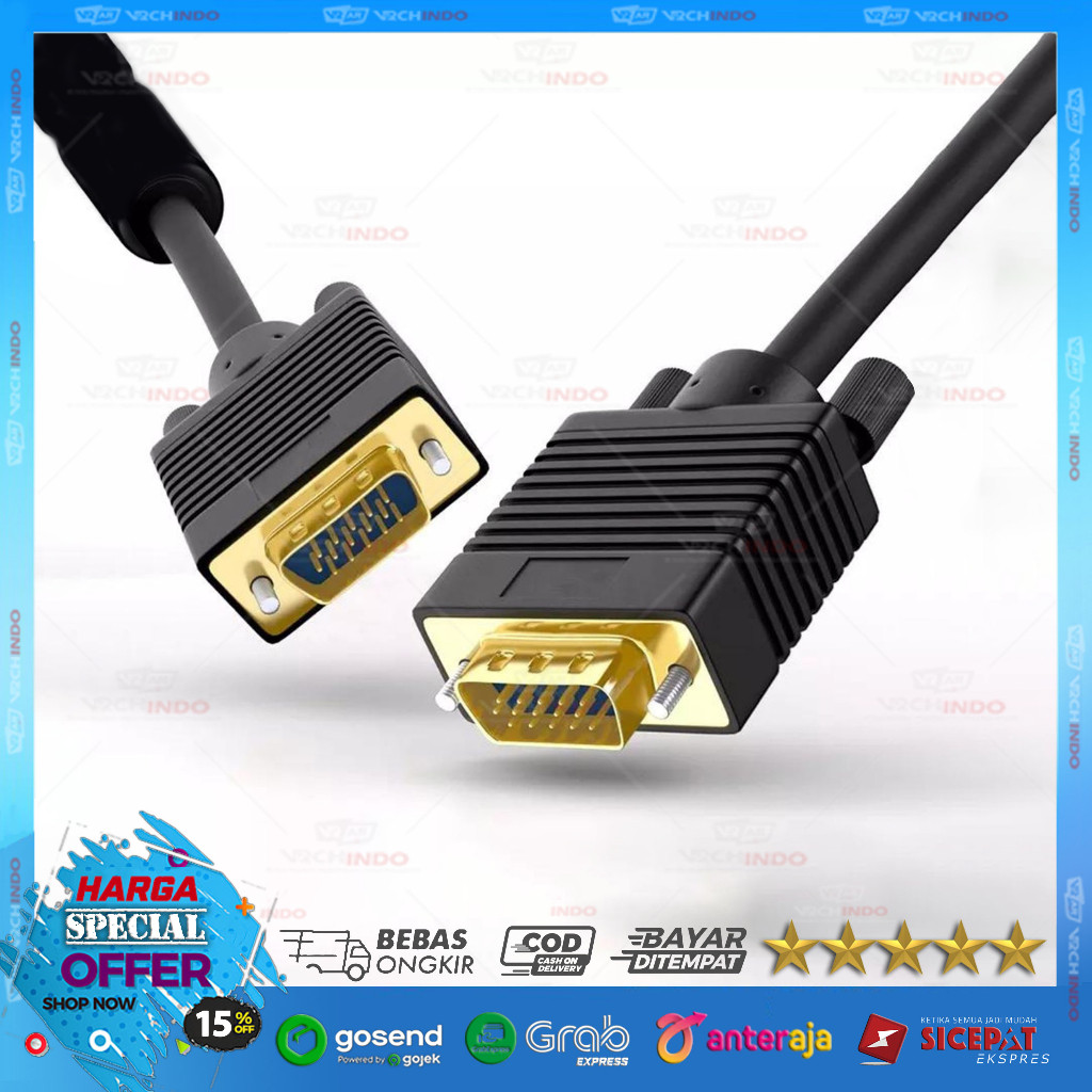 Jual Kabel VGA 3M / 3 Meter Male to Male - GOLD PLATED Premium High Quality !! | Shopee Indonesia