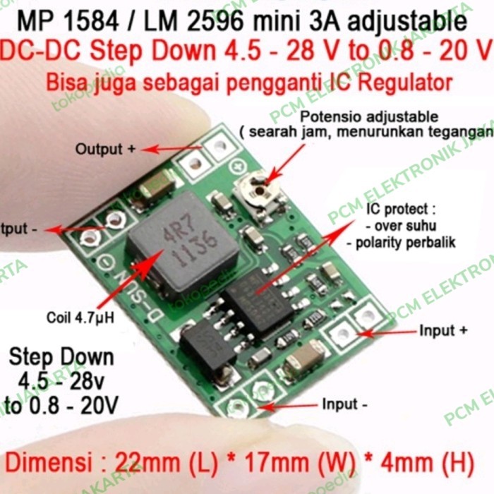 Jual SB99 kit dc to dc converter buck stepdown step down mp1584en mp1584 kecil | Shopee Indonesia