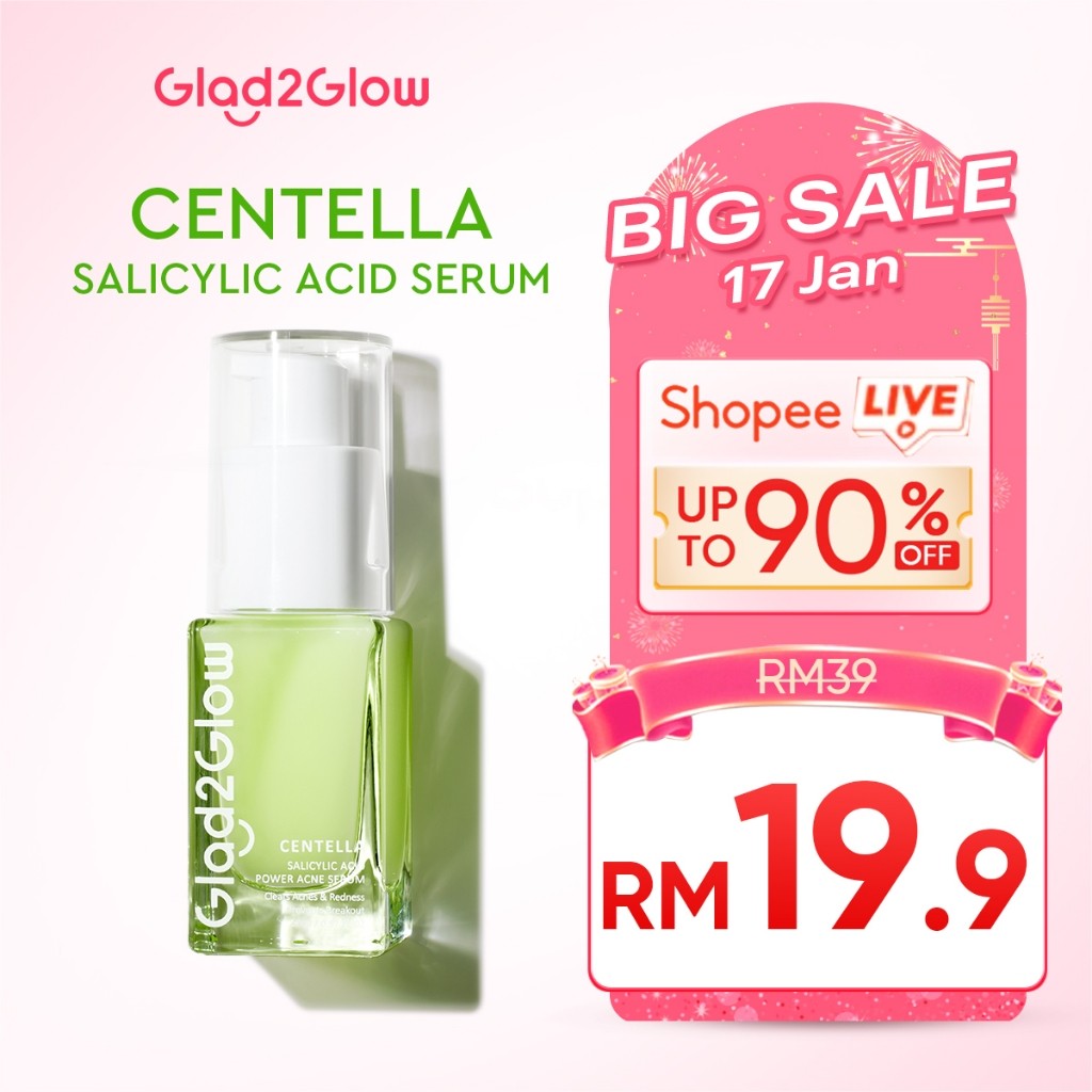 Jual Glad2Glow Centella Salicylic Acid Power Clear Acne Serum 17ml Acne ...
