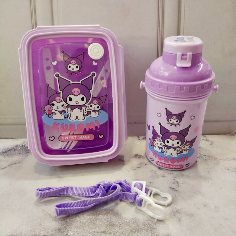 Jual Gratis Ongkir - SET TEMPAT MAKAN SEKAT 2 DAN BOTOL MINUM KODE 31152 MOTIF KUROMI FREE ...