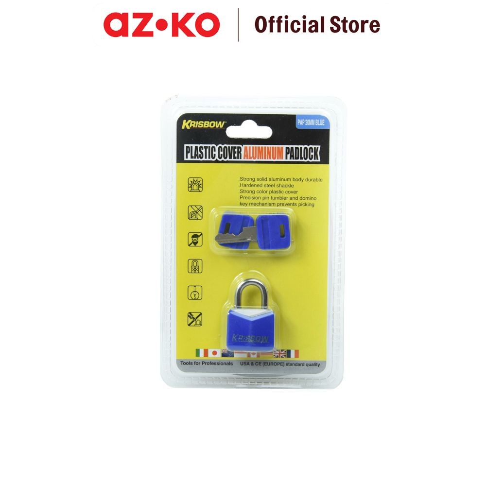 Jual AZKO Krisbow Gembok Aluminium Berlapis Plastik - Biru Padlock ...