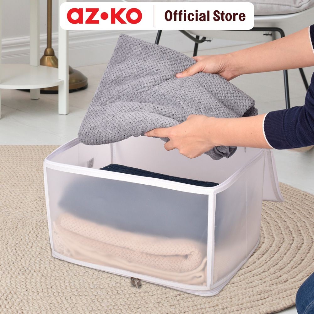 Jual AZKO Stora 30X28X15 cm Kotak Penyimpanan Lipat Tutup Ritsleting ...