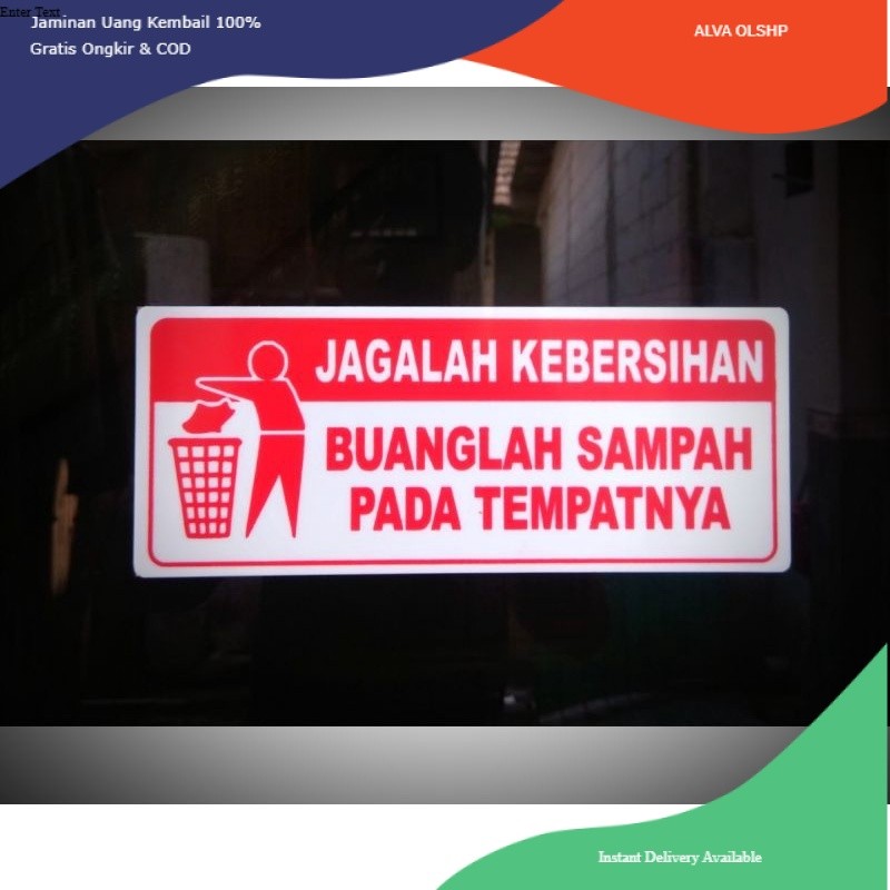 Jual stiker Sign label jagalah kebersihan / sticker sign tulisan ...