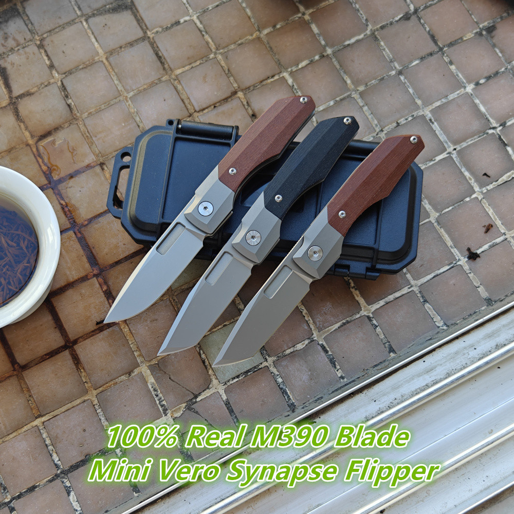 Jual JUFULE Real M390 Blade Mini Vero Synapse Flipper Titanium Micarta ...