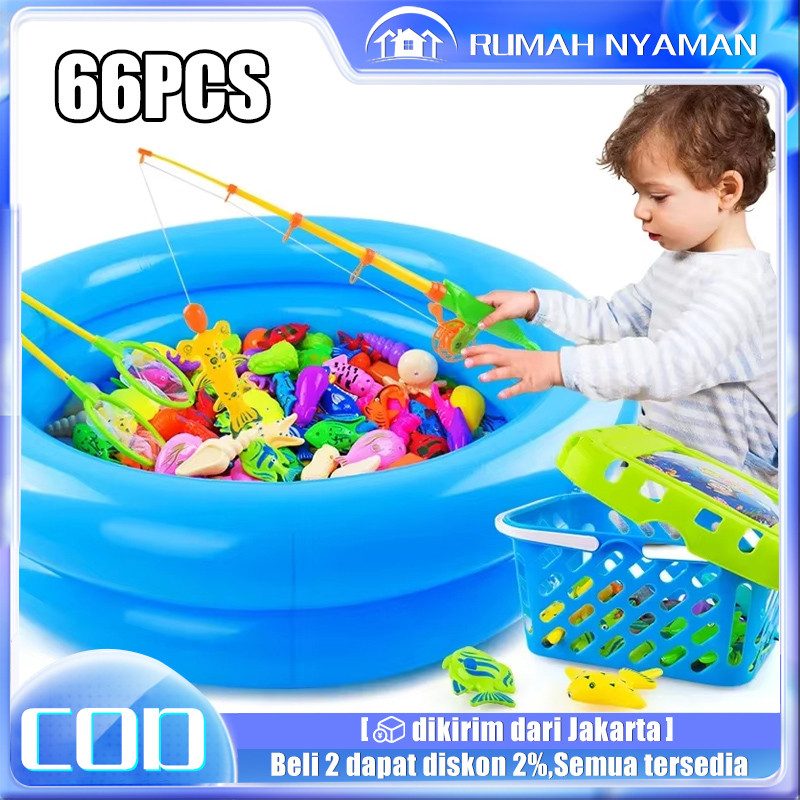 Jual 66PCS MOMMYCARE MAINAN PANCING IKAN MAGNET DAN KOLAM PANCINGAN ...
