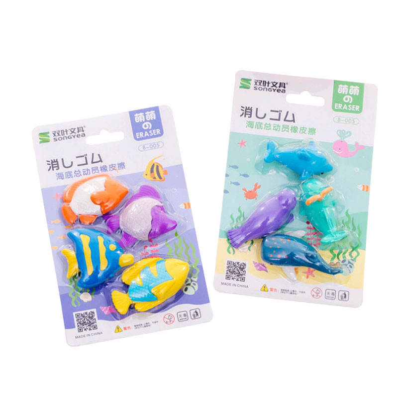 Jual 4 pcs Whale Dolphin Eraser Kawaii Pencil Eraser Creative For Kids ...