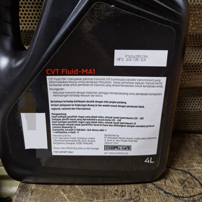 Jual Oli Matic CVT MA1 Fluid 4 Liter 1 Galon Asli Mitsubishi New ...