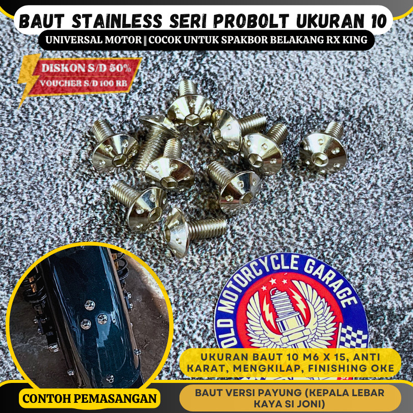Jual Baut Baud L Probolt Versi Payung Ukuran 10 M6 x 15 Stainless Steel ...