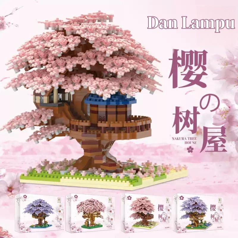 Jual 【AQING】Mainan pohon sakura Blok Bangunan Bunga Bricks DIY sakura ...