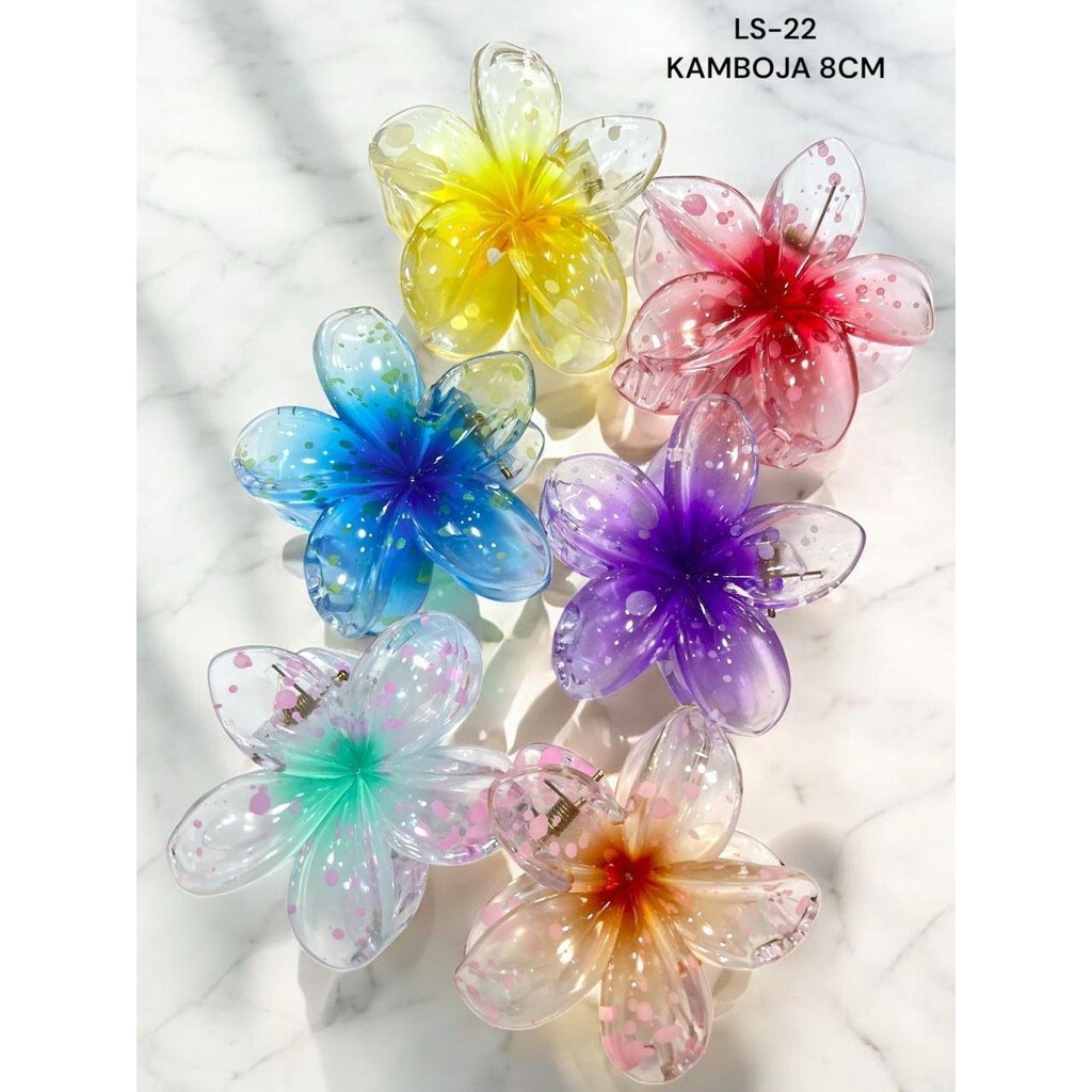 Jual Jepit Rambut Viral Jedai Bunga Kamboja Glossy 8 Cm Aksesoris Jepit ...