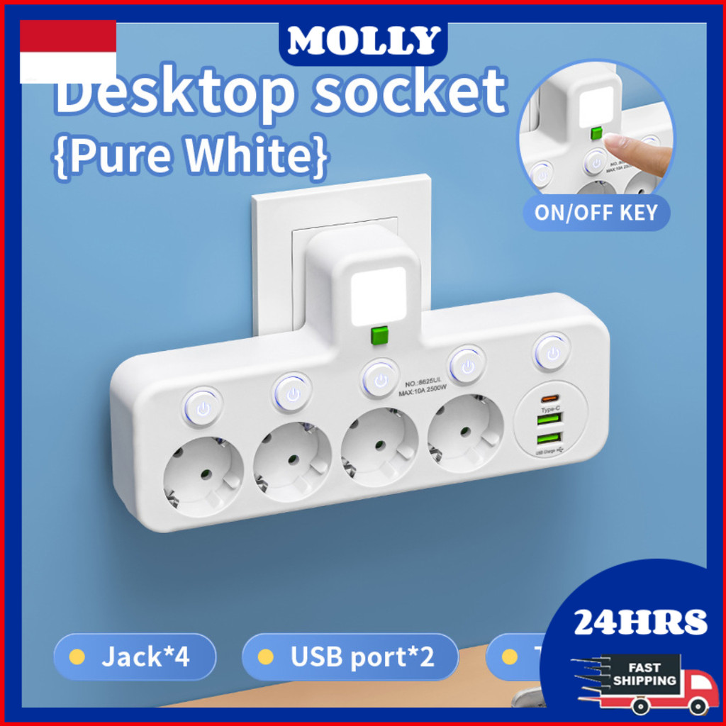 Jual Stop kontak Multi Outlets Expander EU Plug Power Strip Home Office ...