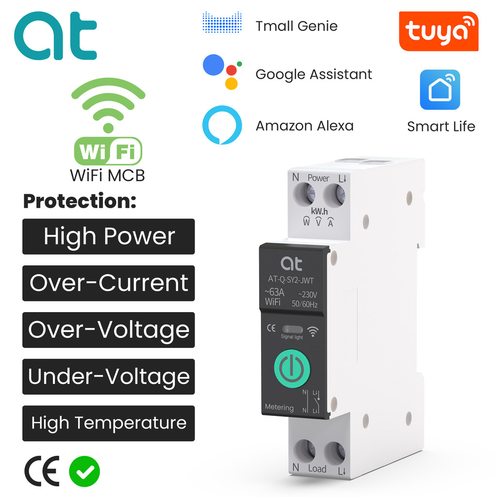 Jual TUYA WiFi MCB Smart Circuit Breaker Over Current Under Voltage Protection Power Metering 1 ...